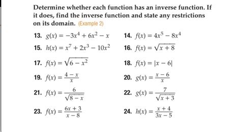 Solved Determine Whether Each Function Has An Inverse Chegg