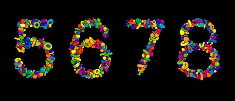 아이 장난감 다채로운 3d 글꼴 검은 배경에 고립 재미 있는 기하학적 인 도형으로 이루어진 여러 숫자 집합입니다 숫자 5 6 7 8입니다 0명에 대한 스톡 사진 및 기타