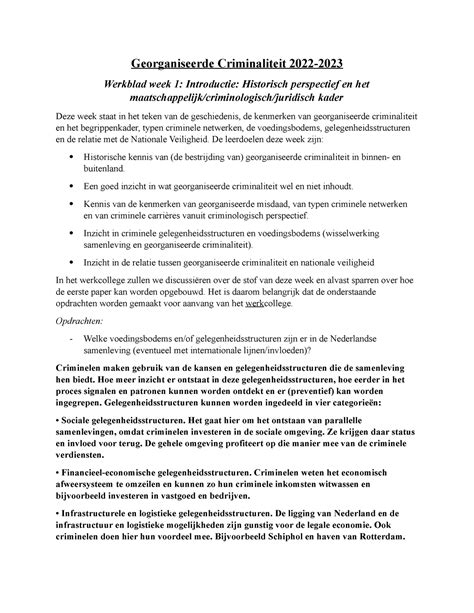 Georganiseerde Criminaliteit 2022 Huiswerk Week 1 Georganiseerde