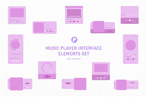 Music Player Interface Elements Set Graphic By Peterdraw Creative Fabrica