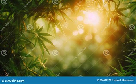 Sunbeams Filter Through Dense Bamboo Leaves Casting A Serene Bokeh