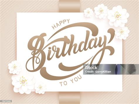 우아한 벡터 생일 축하 합니다 당신에 게 카드 꽃 요소와 아름다운 타이포그래피가있는 배경 및 프레임벡터 초대 카드 화창한 봄