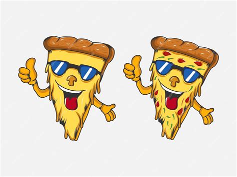 Premium Vector Cute Slice Pizza Thumbs Up Vector Illustration Graphic