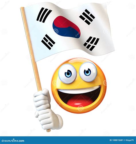 Emoji Holding South Korean Flag Emoticon Waving National Flag Of South