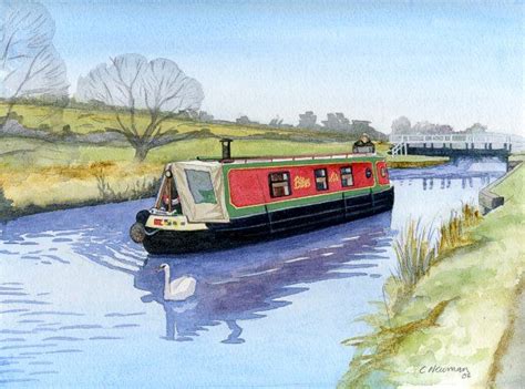 Canal Boat Art Boat Drawing Boat Art