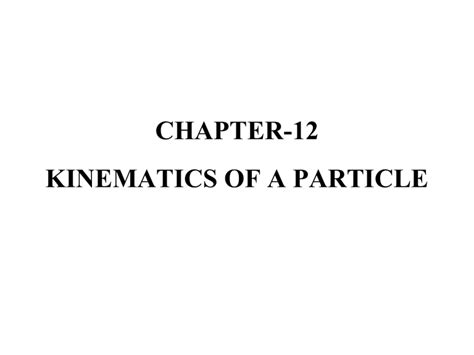 kinematics of a particle lecture notes
