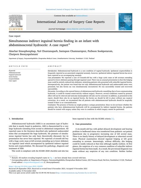 Pdf Simultaneous Indirect Inguinal Hernia Finding In An Infant With
