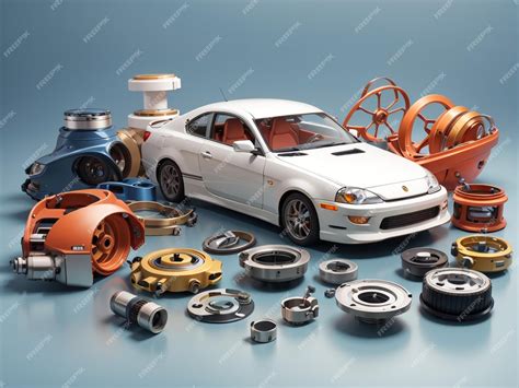 Premium Ai Image Set Of Car Parts 3d Renderings