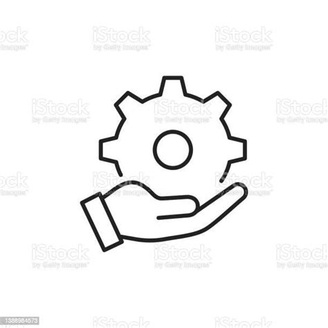 핸드 홀딩 기어 아이콘 고품질 블랙 벡터 일러스트레이션 개념에 대한 스톡 벡터 아트 및 기타 이미지 개념 개발 건강관리와 의술 Istock