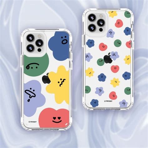 폰뿌 Tc 트라이코지 클리어 에어쿠션 젤하드케이스 와글와글 패턴