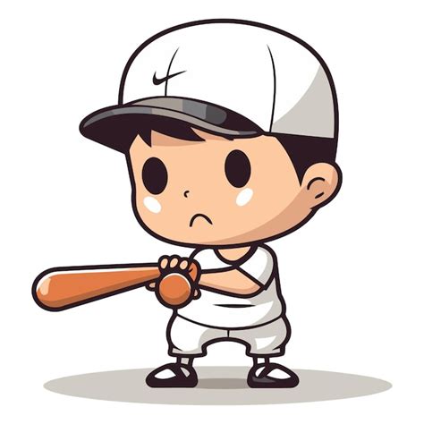 野球選手の可愛いアニメのベクトルイラストAAA プレミアムベクター