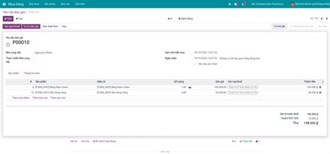 Đánh Số Dòng đơn Mua Odoo 160