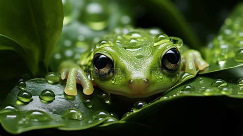 Cute Nicaragua Giant Glass Frog Espadarana Prosoblepon Peeking Out Of