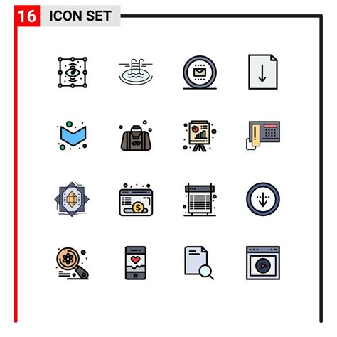 16 Thematic Vector Flat Color Filled Lines And Editable Symbols Of Down Export Envelope Download