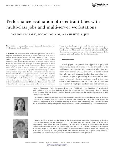 Pdf Performance Evaluation Of Re Entrant Lines With Multi Class Jobs And Multi Server Workstations