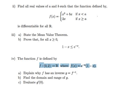 Solved Ii Find All Real Values Of A And B Such That The