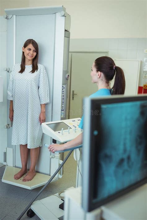 Female Patient Undergoing An X Ray Test Stock Image Image Of Health Machine
