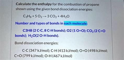SOLVED Calculate The Enthalpy For The Combustion Of Propane Shown