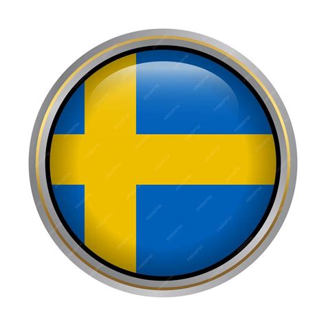Premium Vector Sweden Flag Circle Shape Button Glass Texture On White