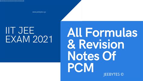 IIT JEE EXAM 2021 All Formulas Revision Notes Of PCM JB