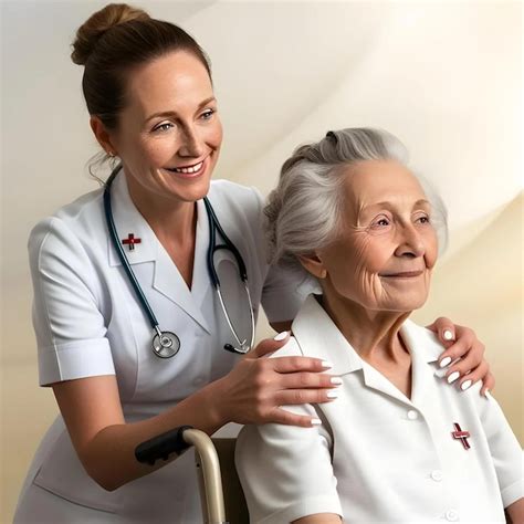 Nurse Assisting Elderly Patients Premium Ai Generated Image