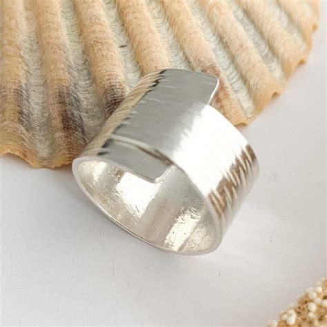 Sterling Silver Hammered Chunky Wrap Statement Ring The British Craft