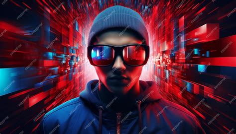 Premium Photo Glasses Wearing Hacker On A Abstract Futuristic Background