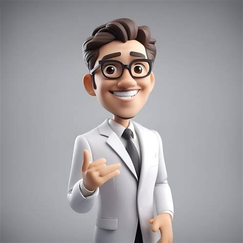 Premium Ai Image 3d Illustration Of Happy Cartoon Man In White Coat