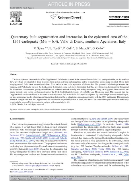 Pdf Quaternary Fault Segmentation And Interaction In The Epicentral