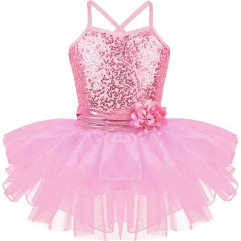 Tutu Robe Danse Fille Paillettes Classique Justaucorps Gymnastique