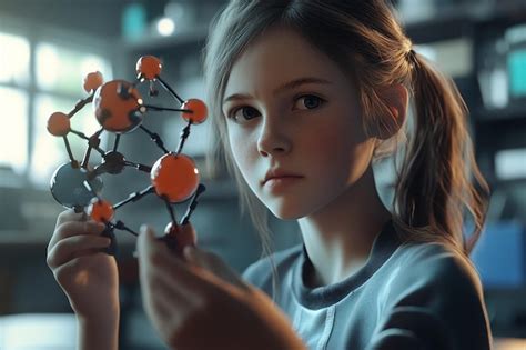 Student Holding A Science Model In Class Premium Ai Generated Image