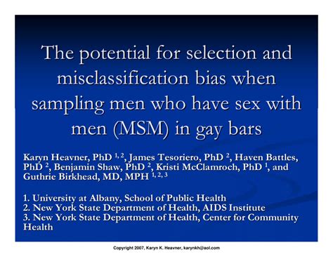 Pdf The Potential For Selection And Misclassification Bias When Sampling Men Who Have Sex With