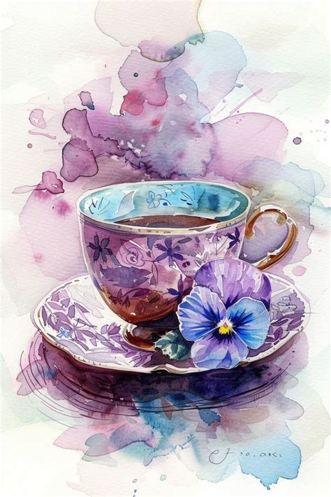 Чашка с чаемакварельная иллюстрация в 2025 г Акварельные иллюстрации