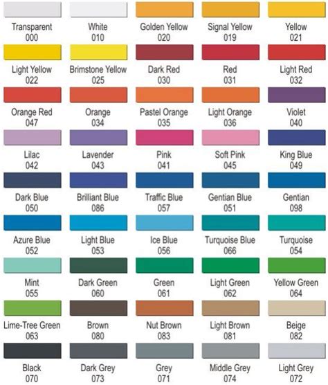 Oracal 631 Color Chart