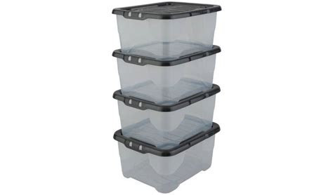 Buy Strata Curve 4 X10l Plastic Box With Lid Clear Null Argos