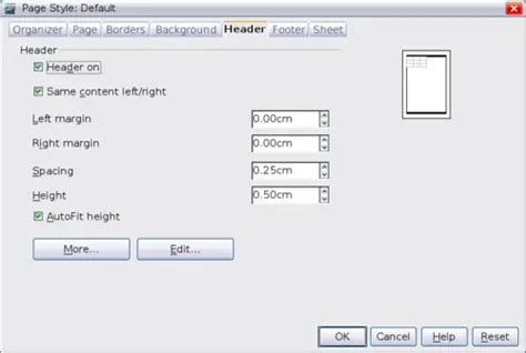 OpenOffice Calc X Headers And Footers