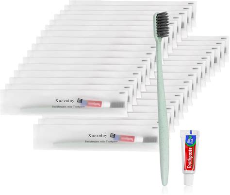 Xuezoioy Disposable Toothbrushes With Toothpaste 60pack Green Individually Wrapped