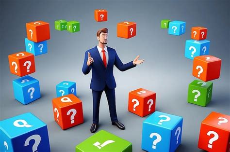 Premium Photo 3d People Man Person With Cubes Question And Answer QA