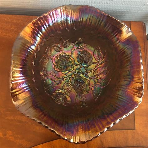 Amber Carnival Glass Etsy