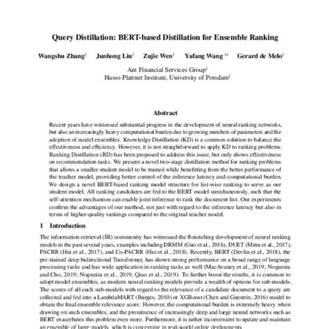 Query Distillation Bert Based Distillation For Ensemble Ranking Acl Anthology