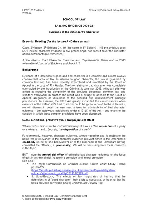 Character Lecture Handout 2023 24 2023 School Of Law Law3100