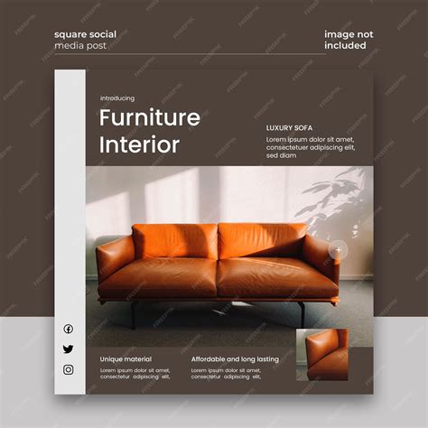 미니멀리즘 제품 프로모션 현대 럭셔리 소파 소셜 미디어 게시물 또는 정사각형 웹 배너 템플릿 프리미엄 Psd 파일