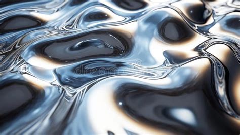 Abstract Metallic Fluid Texture With Smooth Curves Reflecting Light And Creating A Glossy