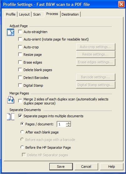 Hp Scanjet 7000 5000 Sheet Feed Scanner Settings Available In The Hp