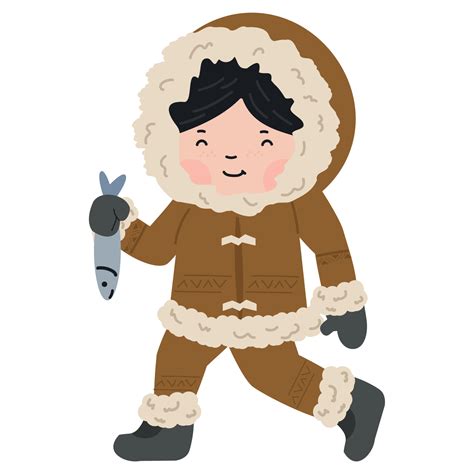 Cute Eskimo Girl In Flat Design Vector Art At Vecteezy