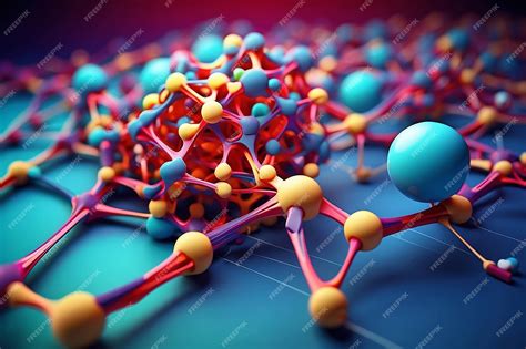 Premium Photo Bright Colorful Model Science Background With Molecule Abstract Atomic Structure