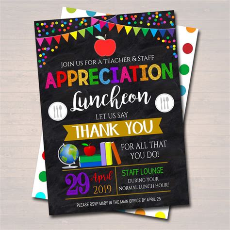 Teacher And Staff Appreciation Week Luncheon Invitation Tidylady