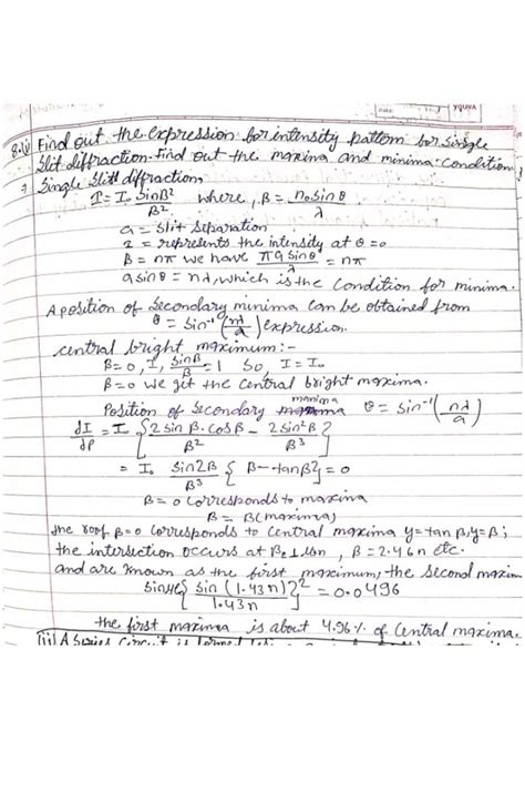 8 I Find Out The Expression For Intensity Patter Bor Single Slit Diffra