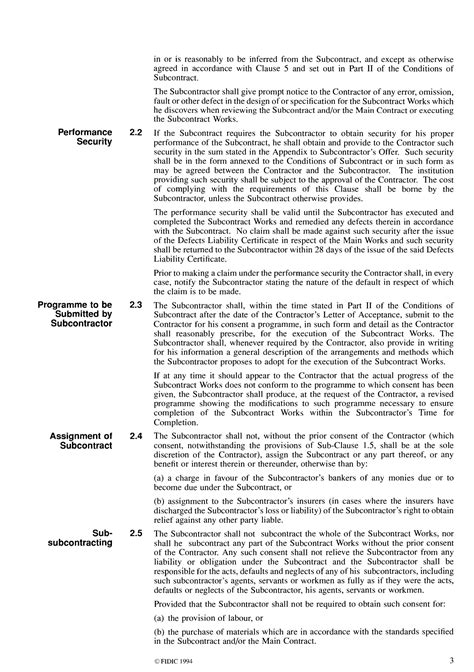Fidic Conditions Of Subcontract Agreement Pdf