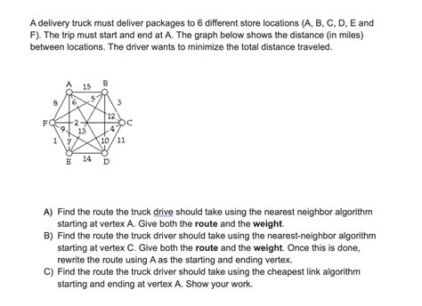 Solved A Delivery Truck Must Deliver Packages To 6 Different
